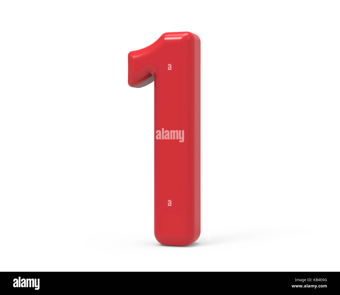 red number 1, 3D rendering red plastic texture number isolated on white ...