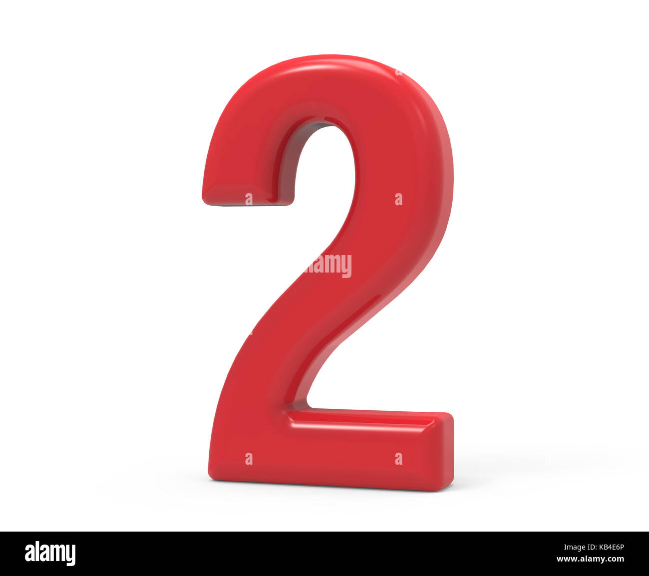 red number 2, 3D rendering red plastic texture number isolated on white ...