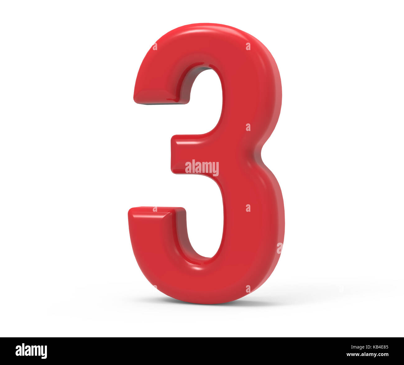 red number 3, 3D rendering red plastic texture number isolated on white ...