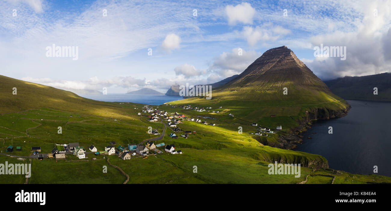 Viðareiði, one of the most scenic village in the Faroe Islands. Island ...