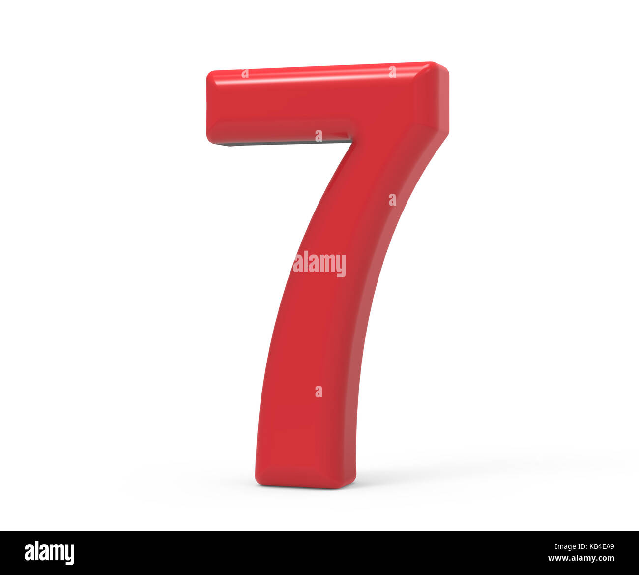 red number 7, 3D rendering red plastic texture number isolated on white ...