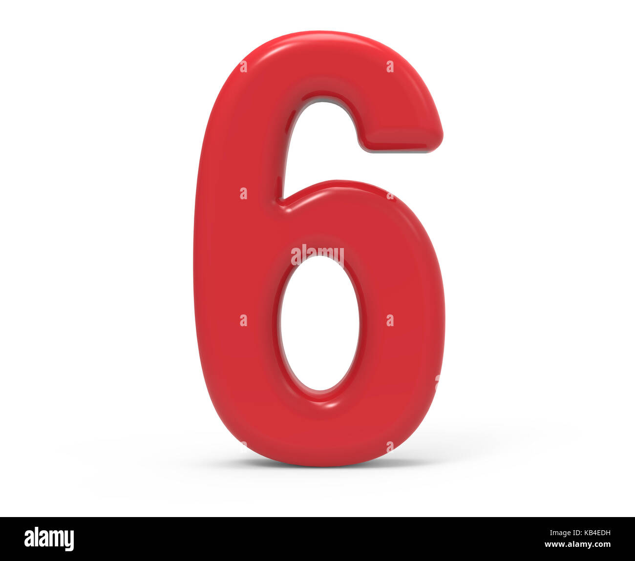 red number 6, 3D rendering red plastic texture number isolated on white ...