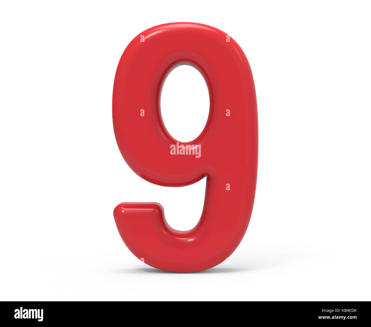 red number 9, 3D rendering red plastic texture number isolated on white ...