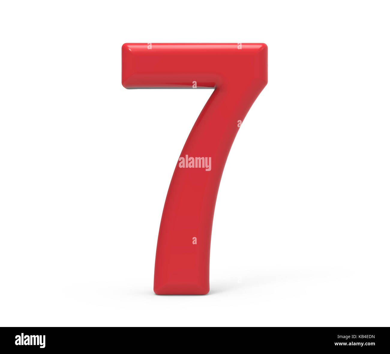 red number 7, 3D rendering red plastic texture number isolated on white ...