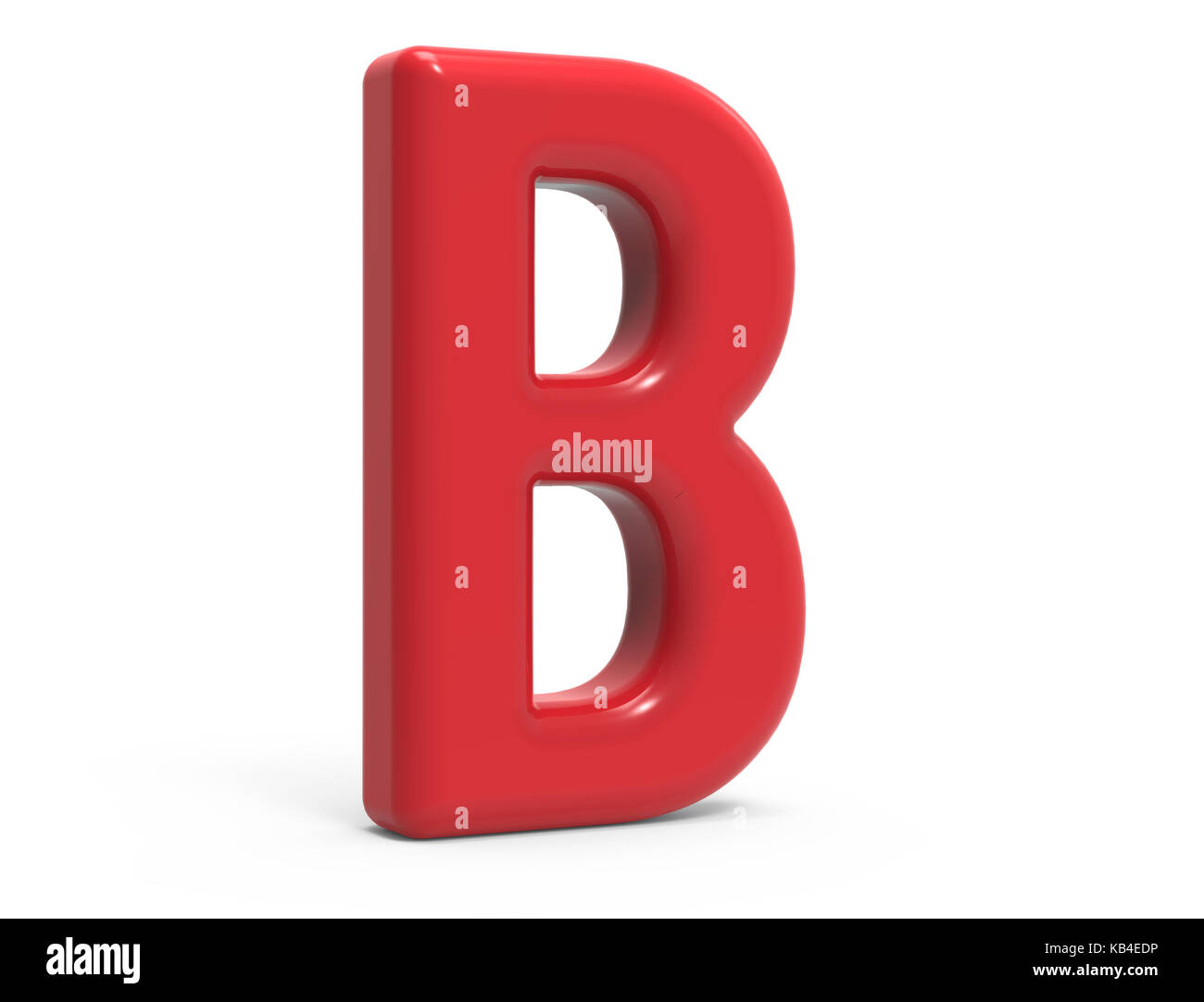 red letter B, 3D rendering red plastic texture alphabet isolated on ...