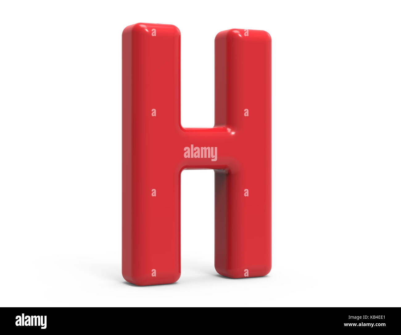 red letter H, 3D rendering red plastic texture alphabet isolated on ...