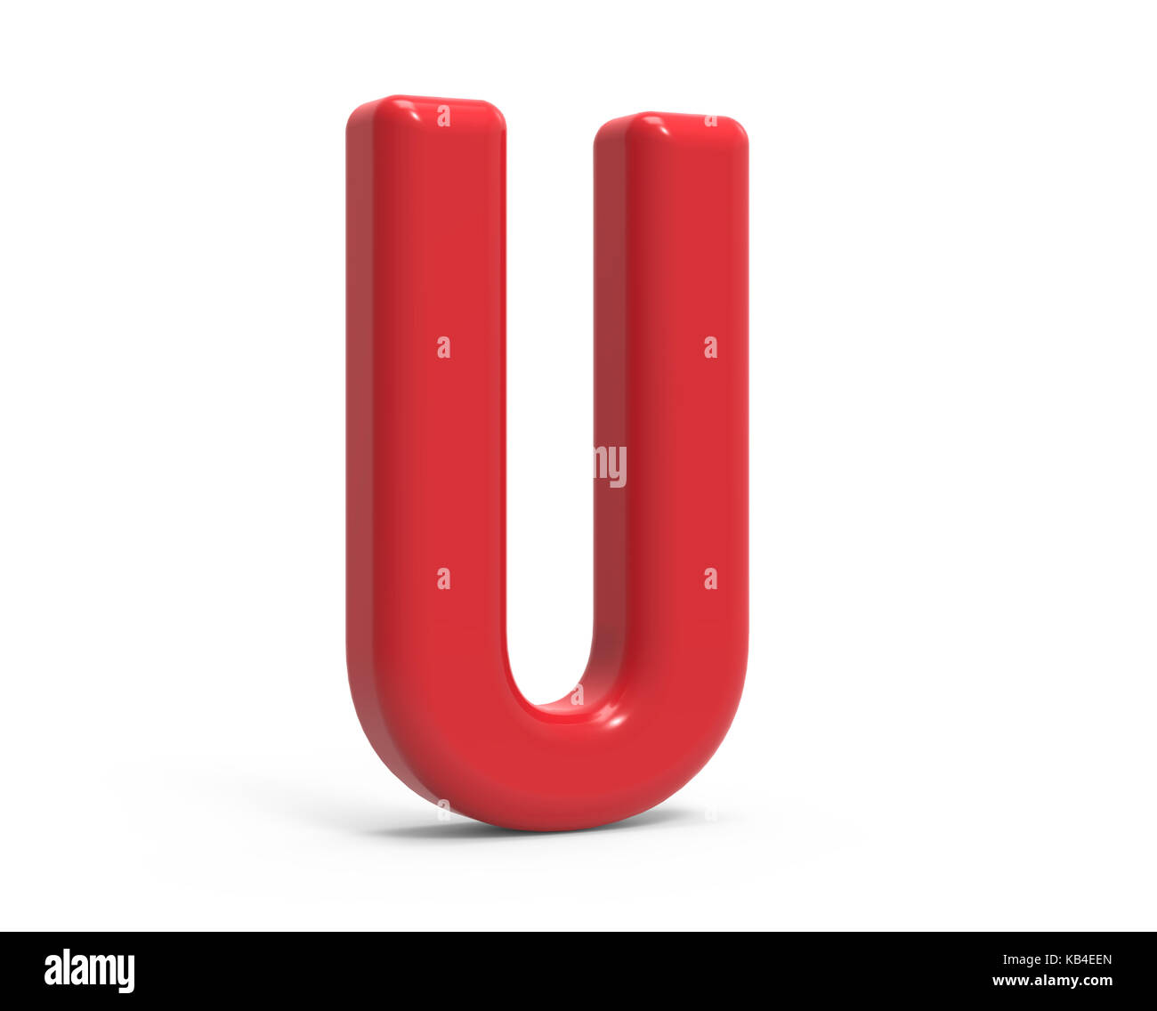 red letter U, 3D rendering red plastic texture alphabet isolated on ...