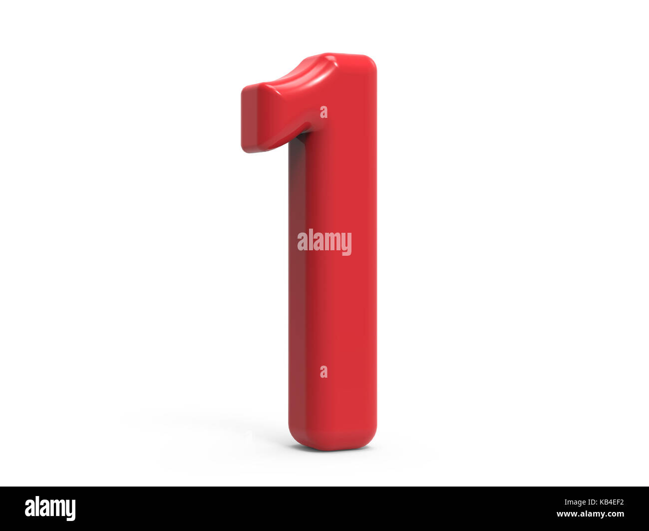 red number 1, 3D rendering red plastic texture number isolated on white ...