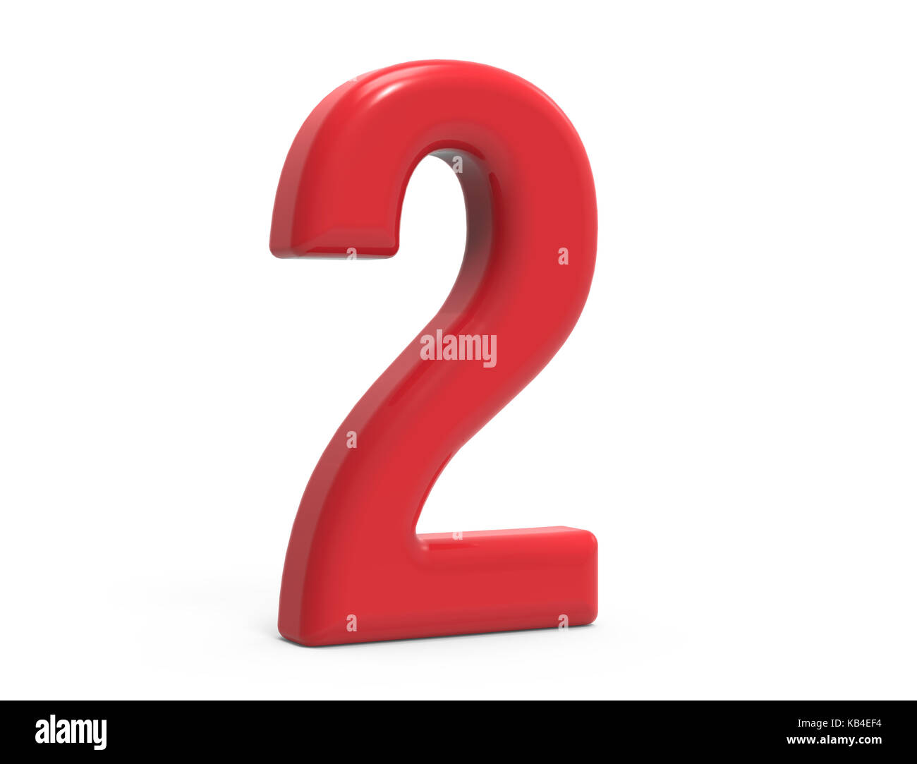 red number 2, 3D rendering red plastic texture number isolated on white ...