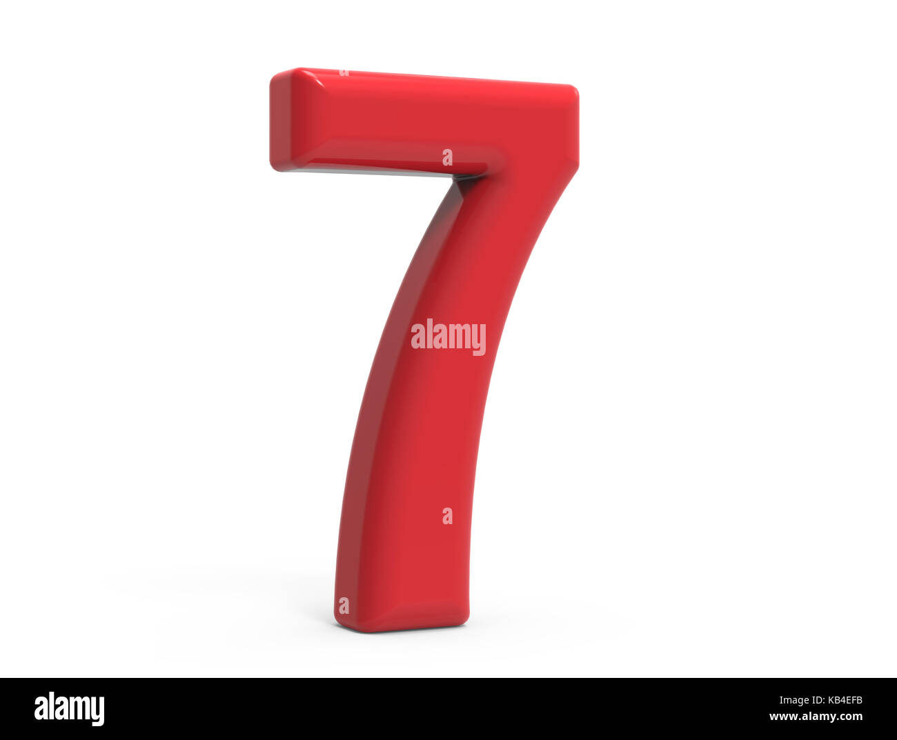 red number 7, 3D rendering red plastic texture number isolated on white ...