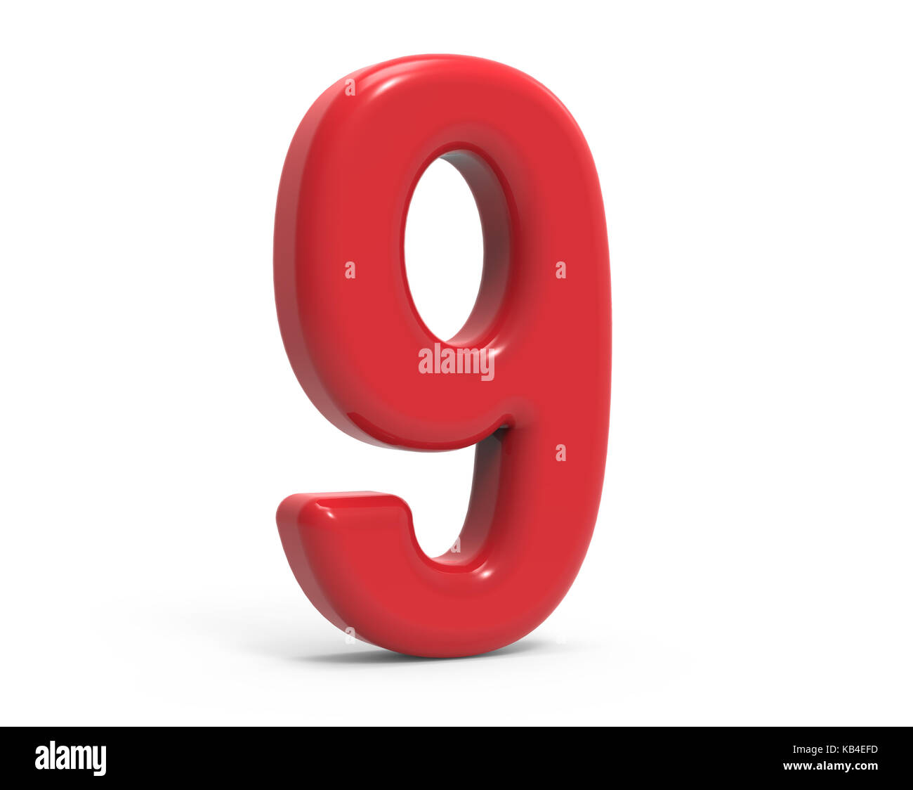 red number 9, 3D rendering red plastic texture number isolated on white ...