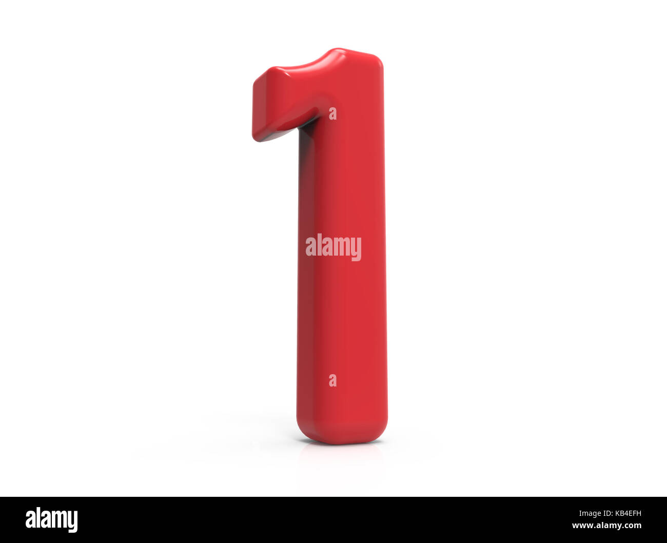 red number 1, 3D rendering red plastic texture number isolated on white ...