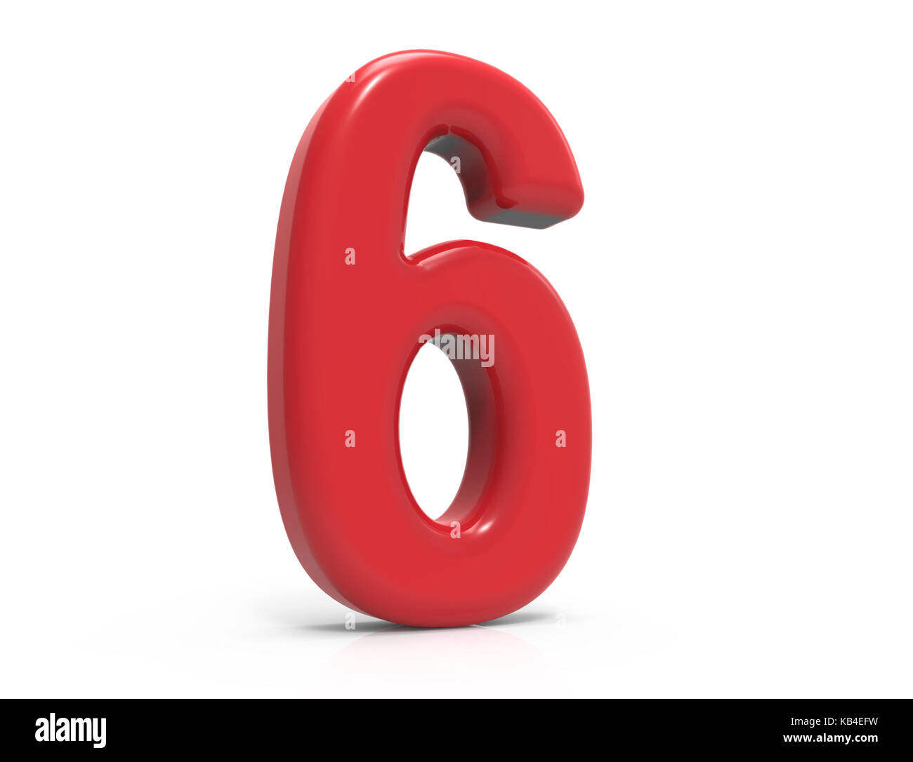 red number 6, 3D rendering red plastic texture number isolated on white ...