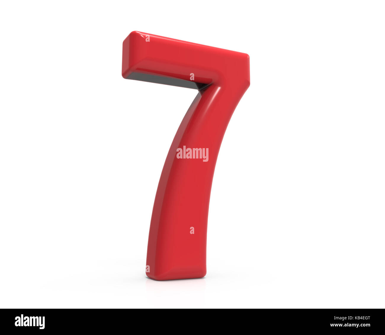 red number 7, 3D rendering red plastic texture number isolated on white ...