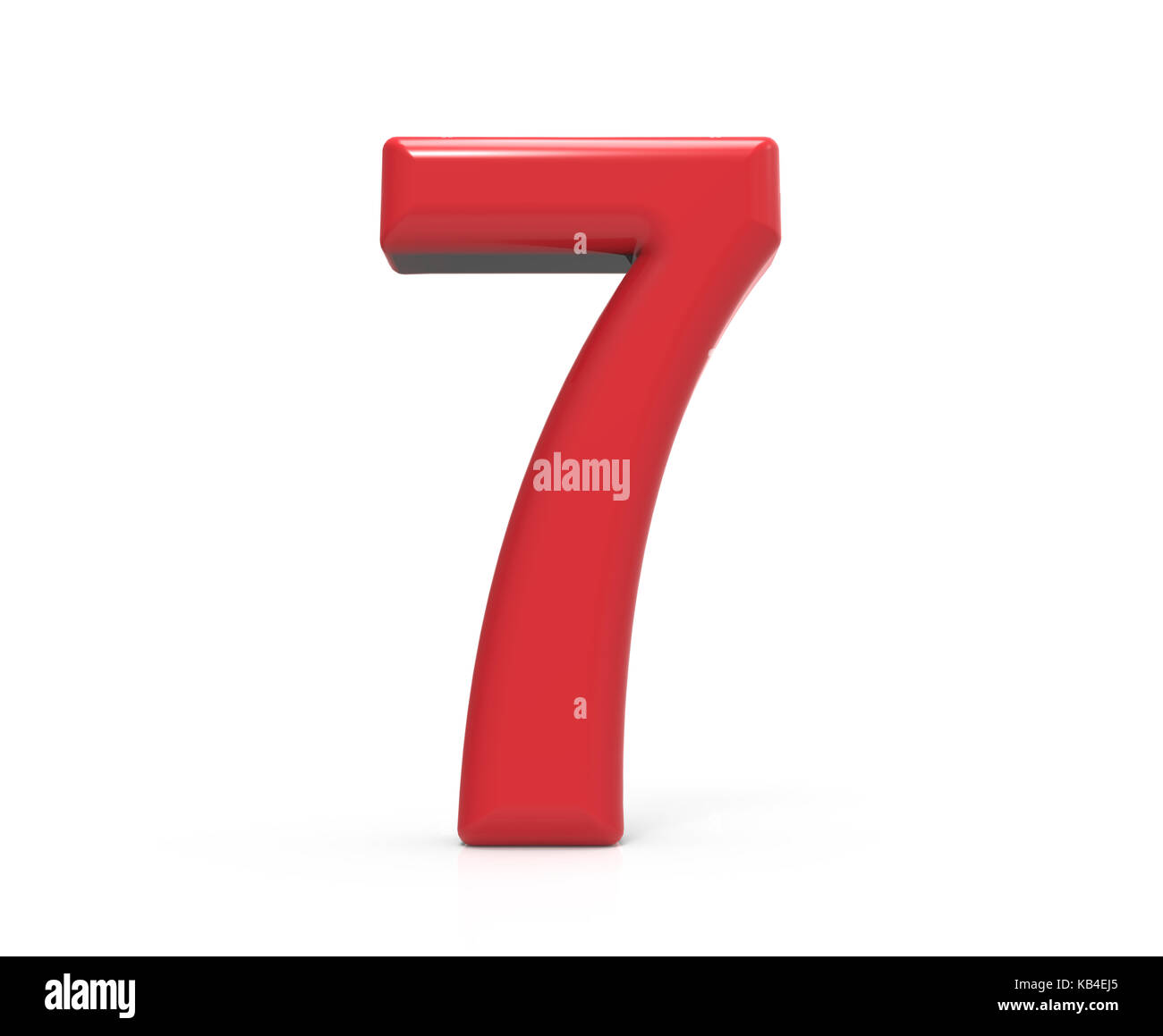 red number 7, 3D rendering red plastic texture number isolated on white ...