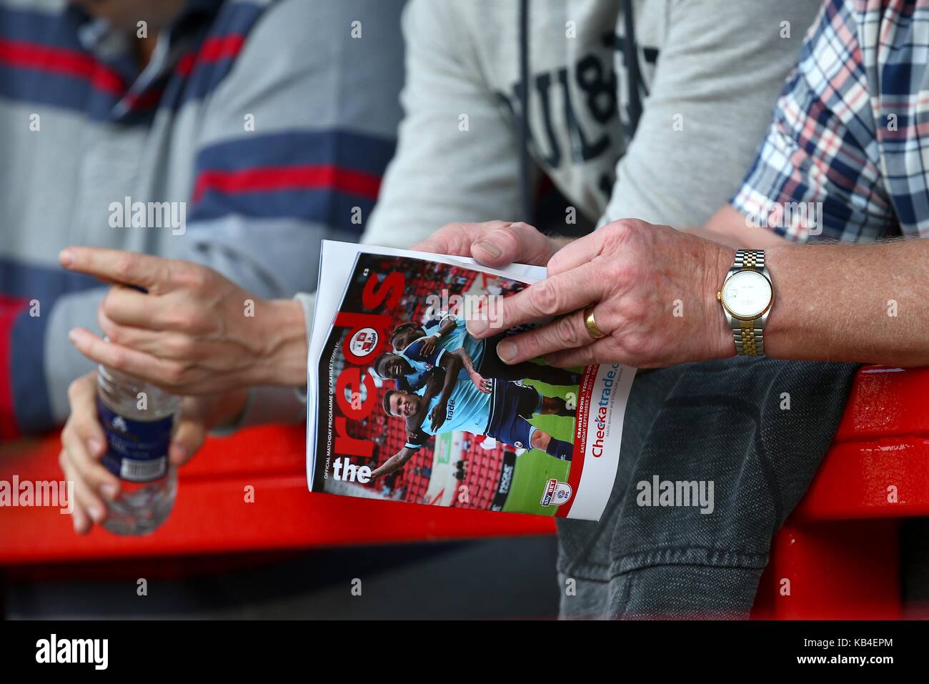Match day programme seen at the Sky Bet League 2 match between Crawley ...