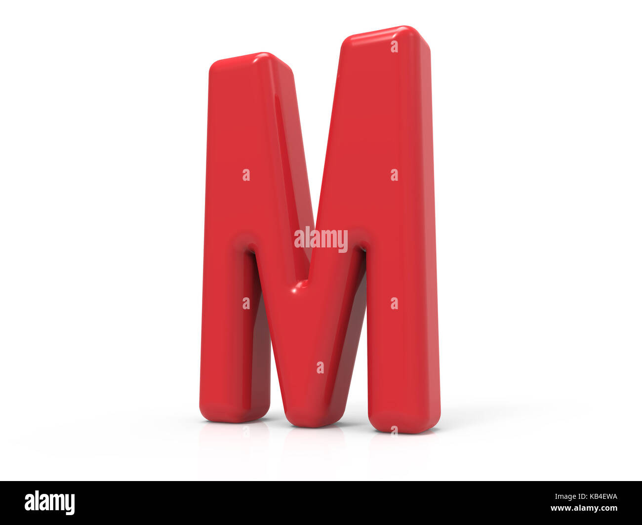 red letter M, 3D rendering red plastic texture alphabet isolated on ...