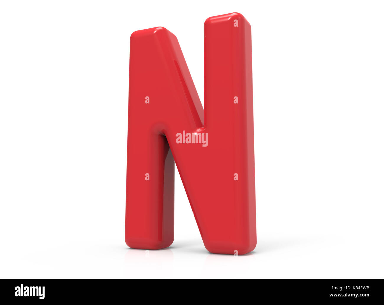 red letter N, 3D rendering red plastic texture alphabet isolated on ...