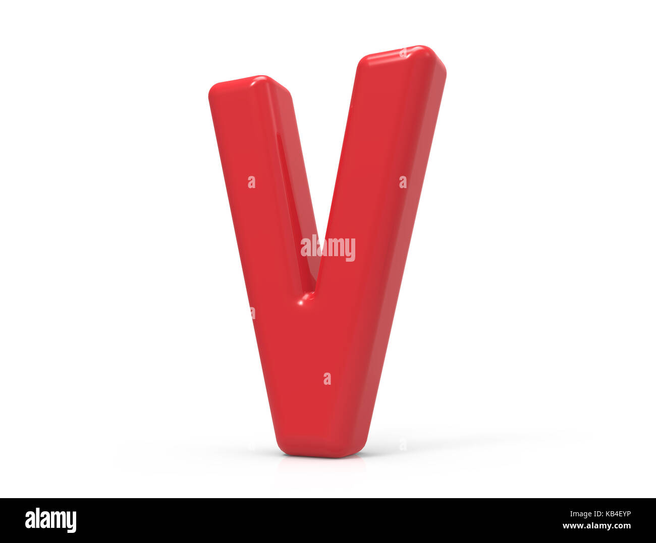 red letter V, 3D rendering red plastic texture alphabet isolated on ...