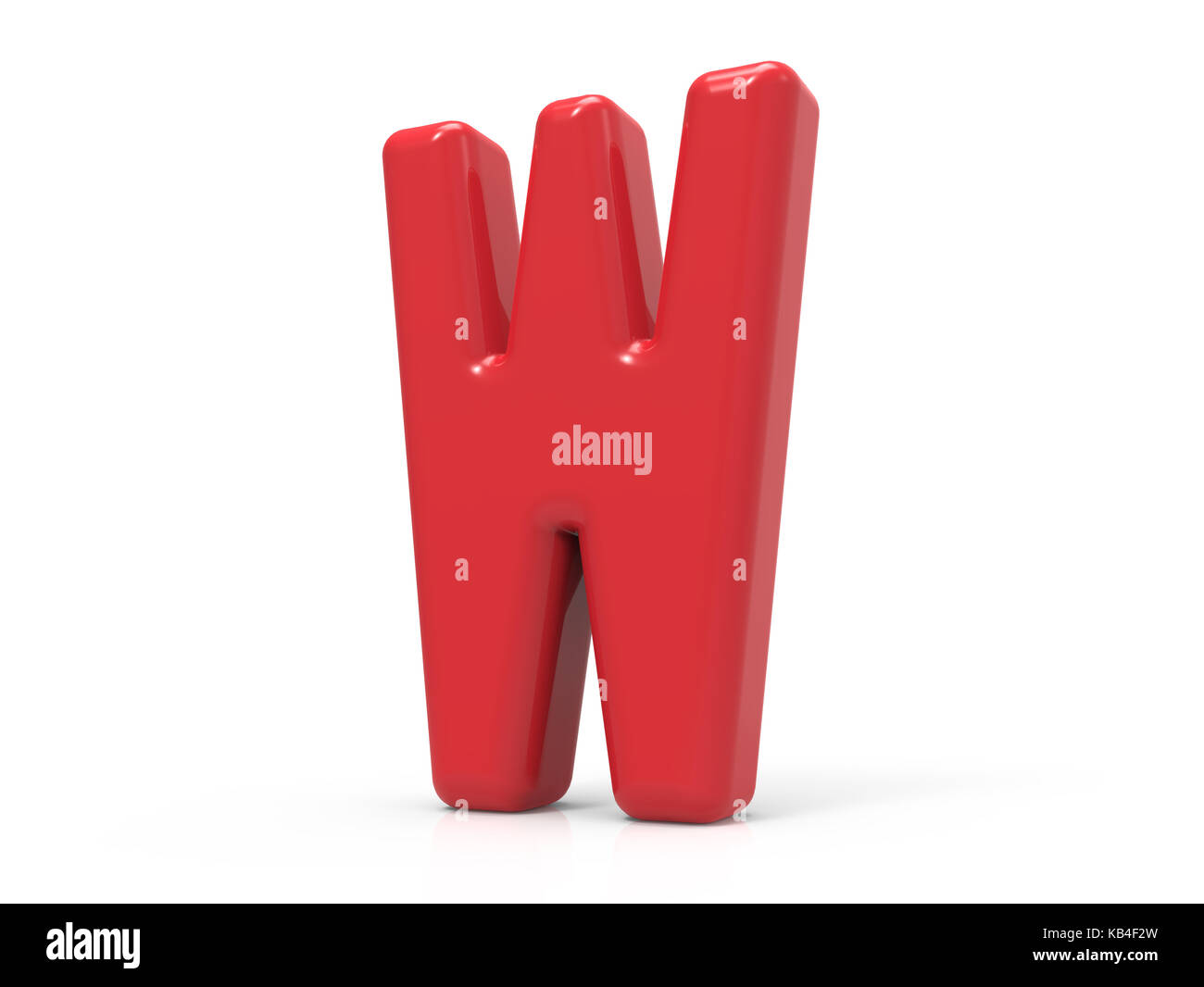 red letter W, 3D rendering red plastic texture alphabet isolated on ...