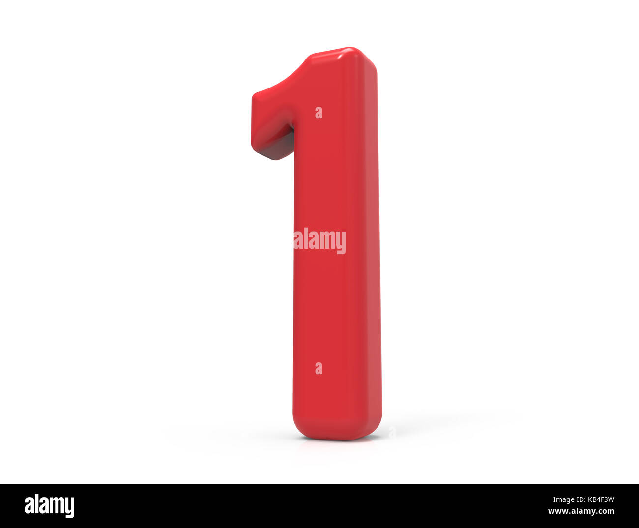 red number 1, 3D rendering red plastic texture number isolated on white ...