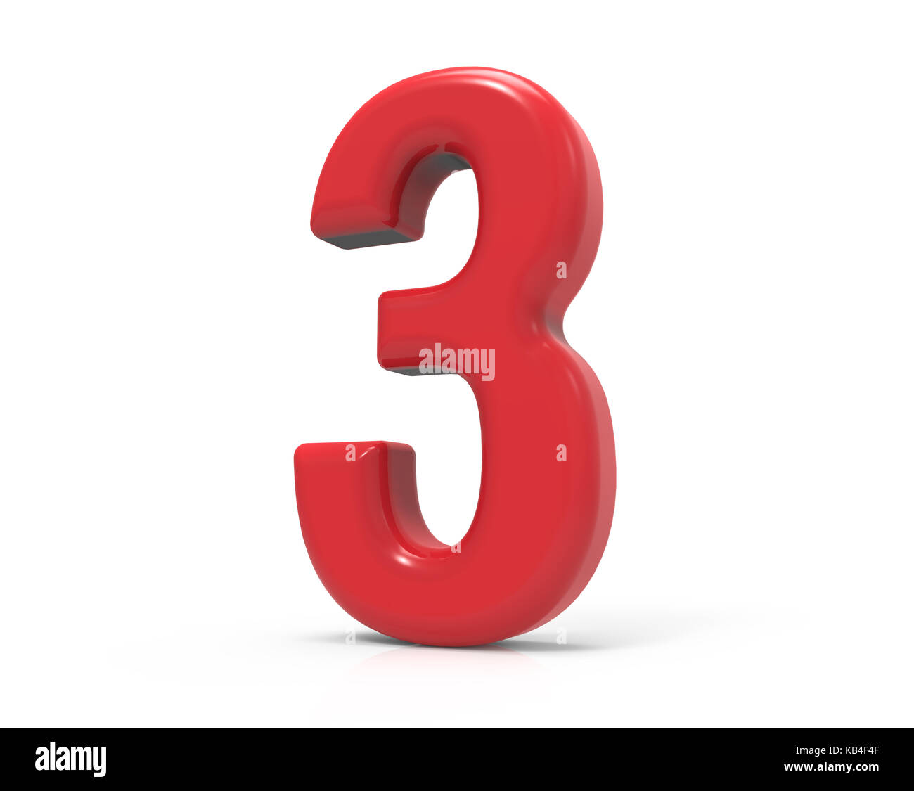 red number 3, 3D rendering red plastic texture number isolated on white ...