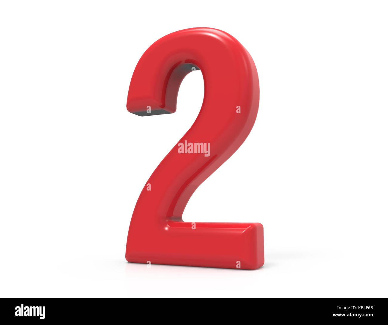red number 2, 3D rendering red plastic texture number isolated on white ...