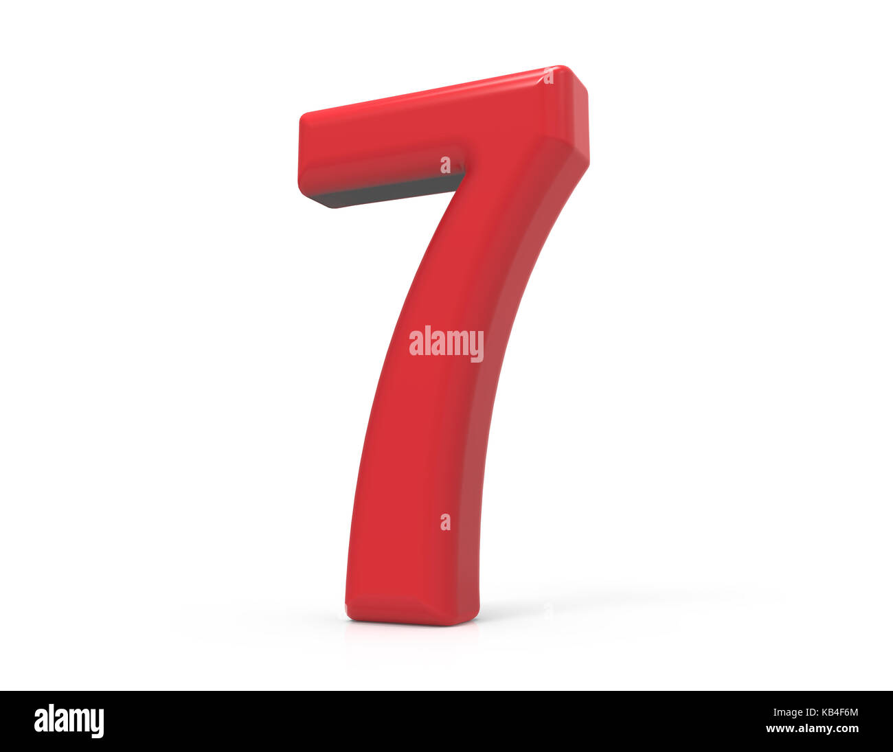 red number 7, 3D rendering red plastic texture number isolated on white ...