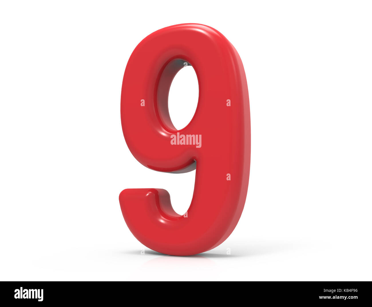 red number 9, 3D rendering red plastic texture number isolated on white ...