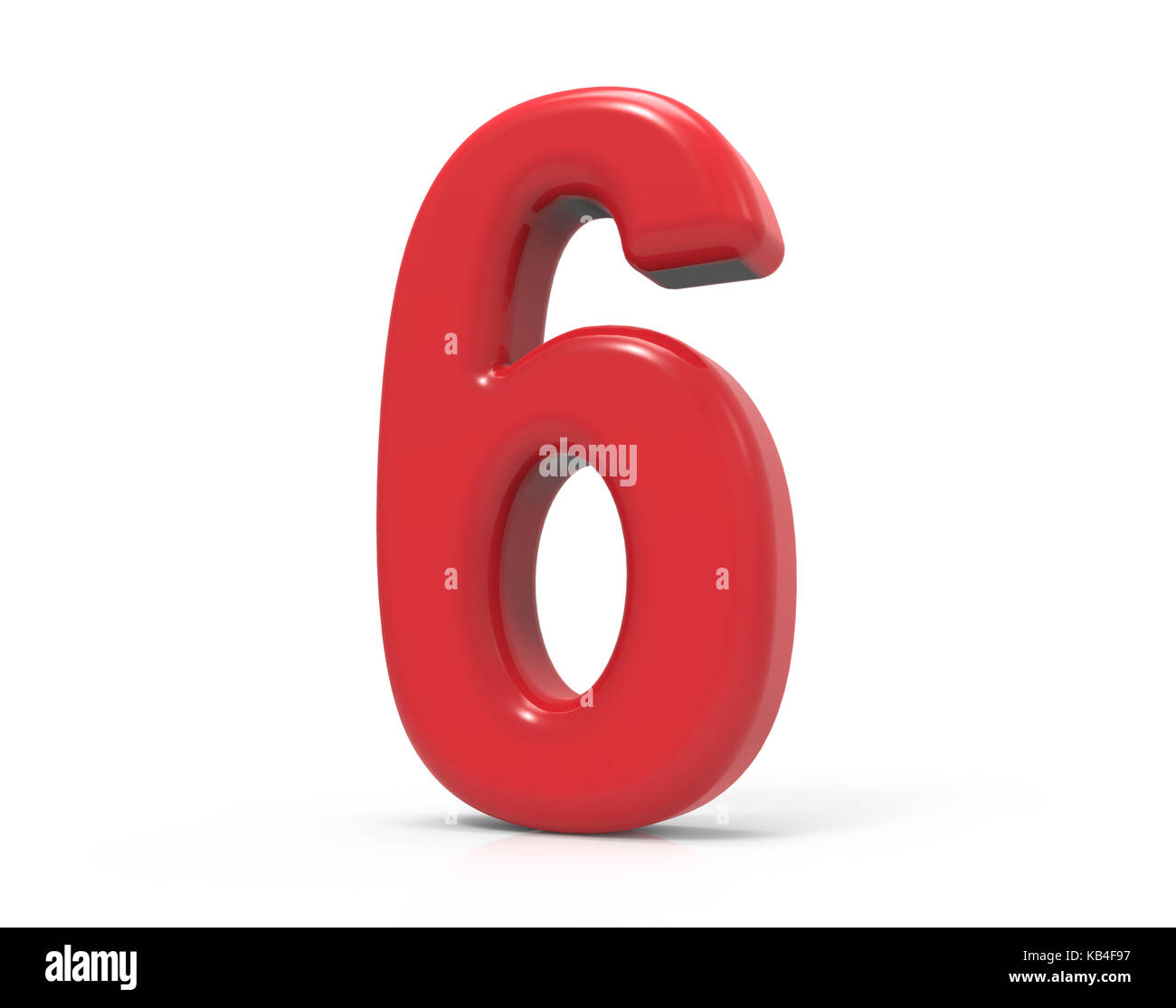 red number 6, 3D rendering red plastic texture number isolated on white ...