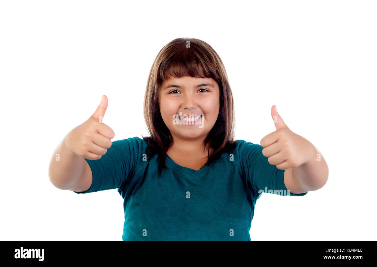 Adorable girl saying Ok isolated on a white background Stock Photo - Alamy