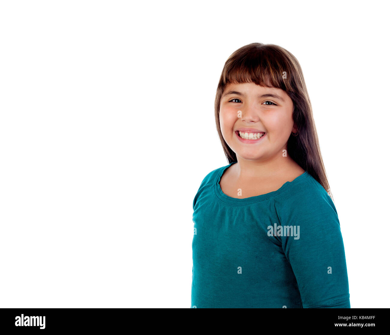 Adorable girl with eleven years old isolated on a white background ...