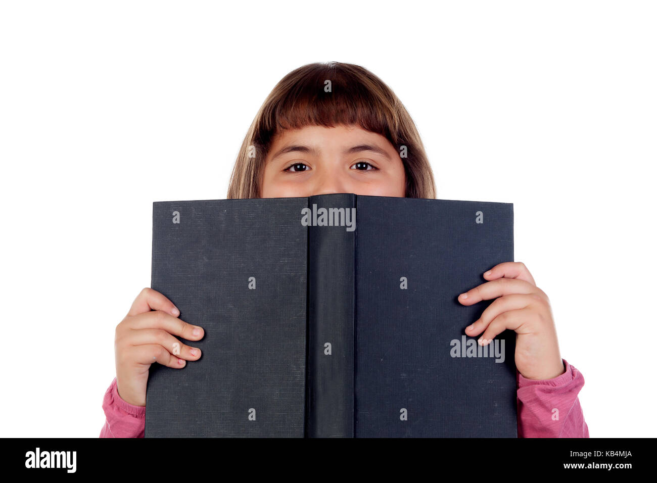 Beautiful girl with a book isolated on a white background Stock Photo ...