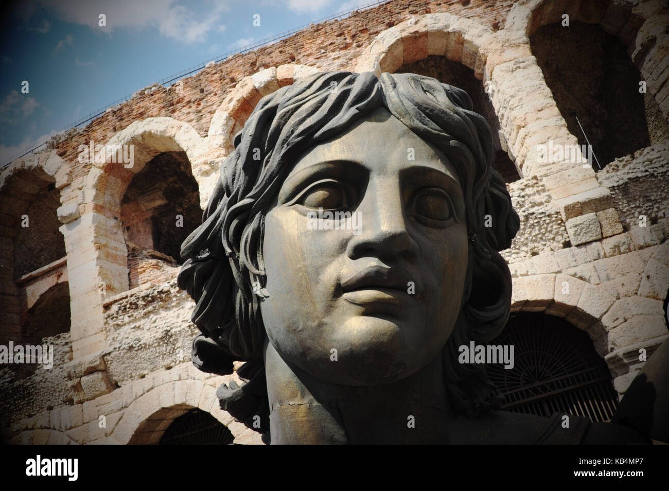 Verona, Italy - large opera props outside the ancient Roman Arena Stock ...