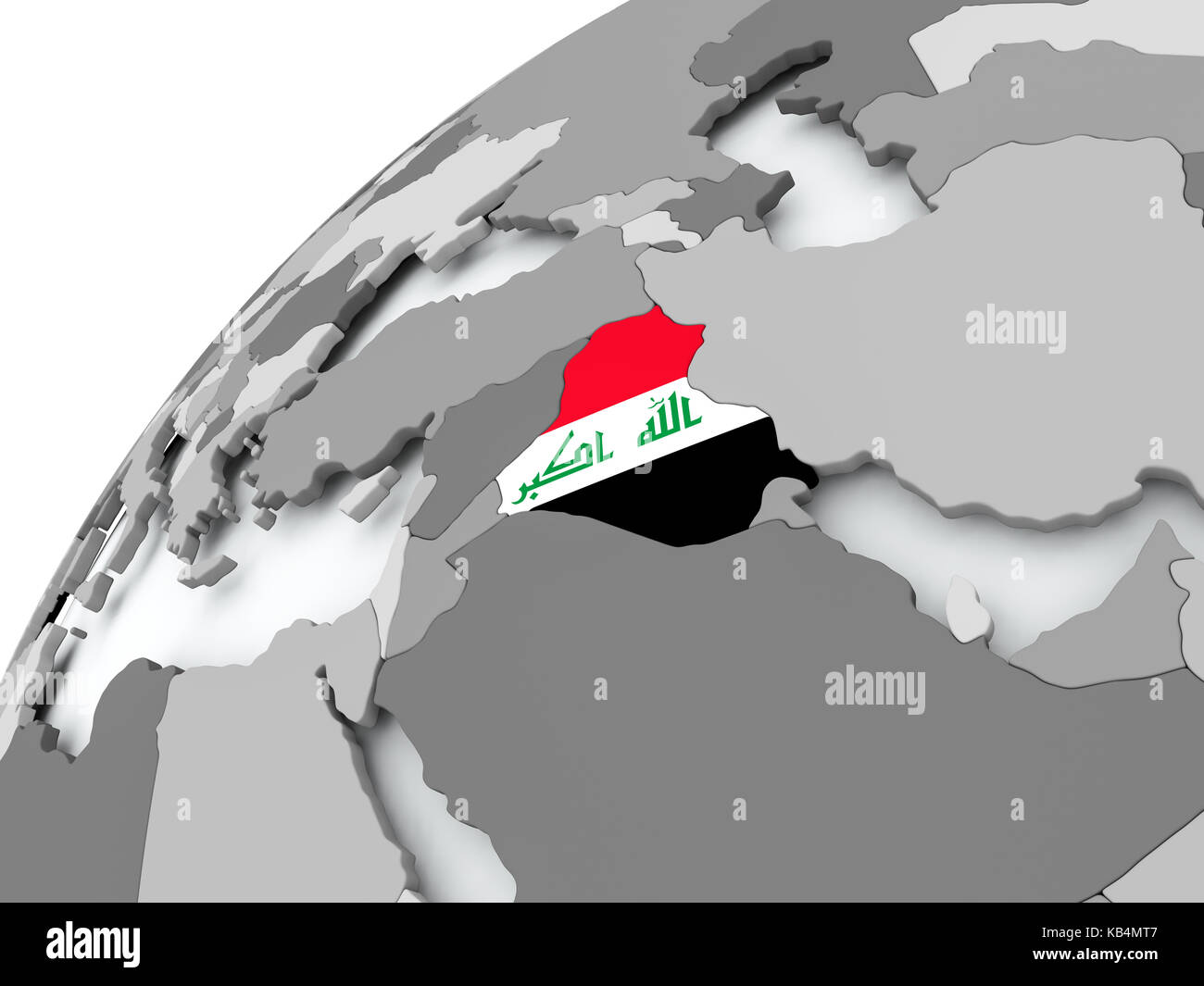 Iraq with embedded flag on globe. 3D illustration Stock Photo - Alamy