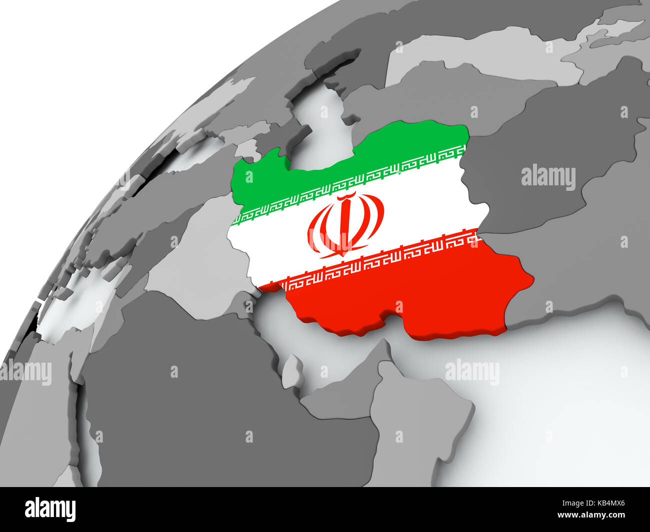 Iran with embedded flag on globe. 3D illustration Stock Photo - Alamy