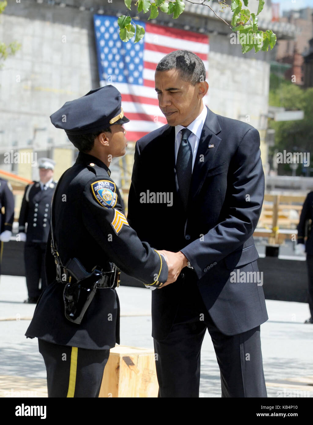 NEW YORK, NY - MAY 05: President Obama bows his head during a moment of ...