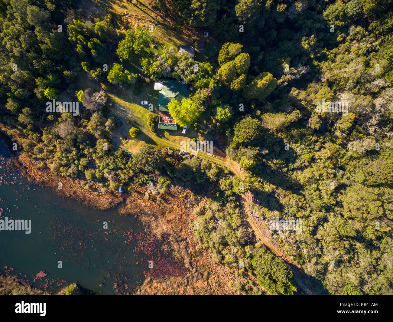 An aerial view of a dam in Zimbabwe's Nyanga National Park Stock Photo ...