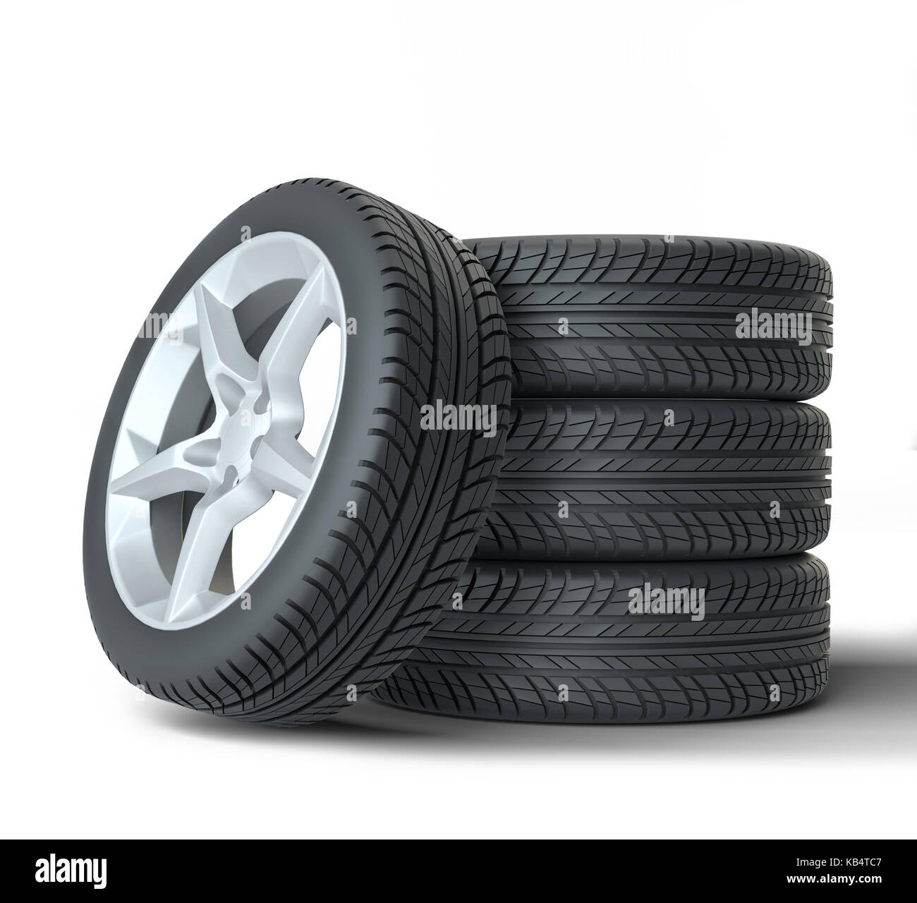 Stack of wheels on white Stock Photo - Alamy