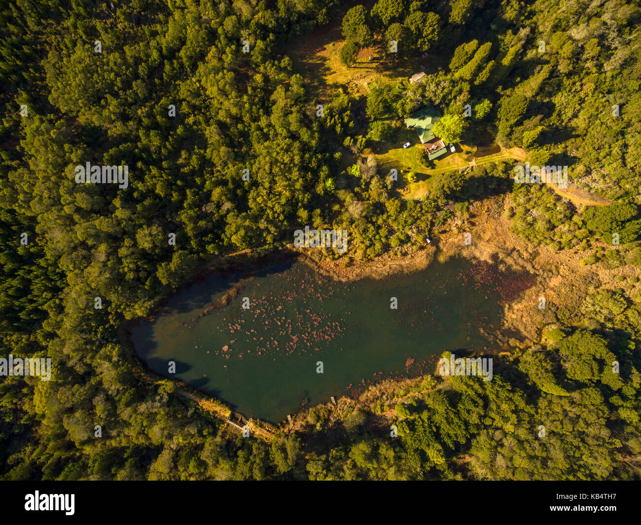 An aerial view of a dam in Zimbabwe's Nyanga National Park Stock Photo ...