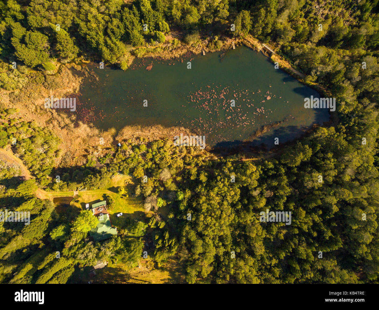 An aerial view of a dam in Zimbabwe's Nyanga National Park Stock Photo ...