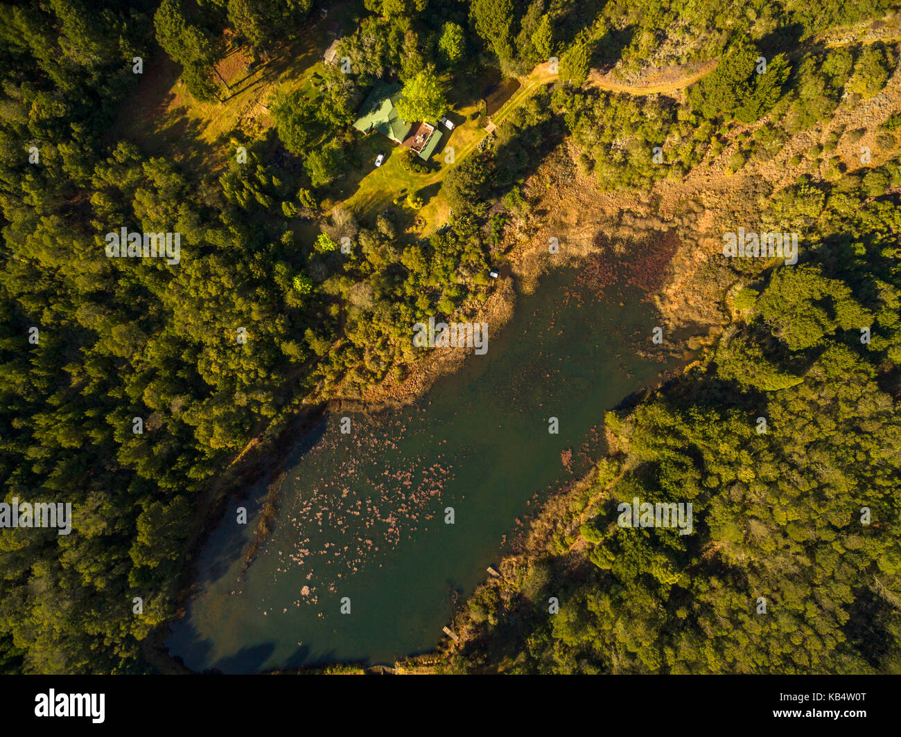An aerial view of a dam in Zimbabwe's Nyanga National Park Stock Photo ...