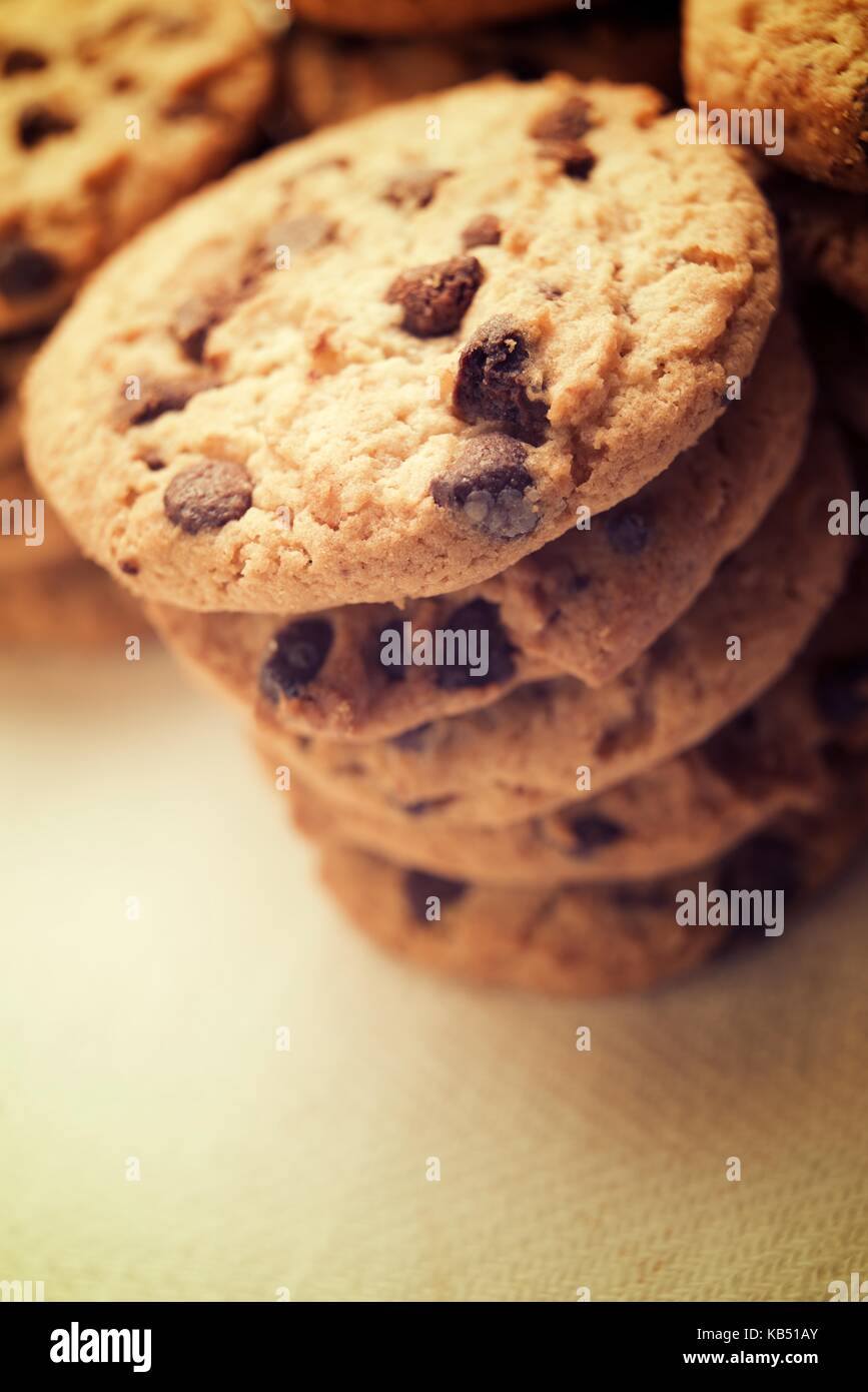 Group of chocolate chips cookies Stock Photo - Alamy