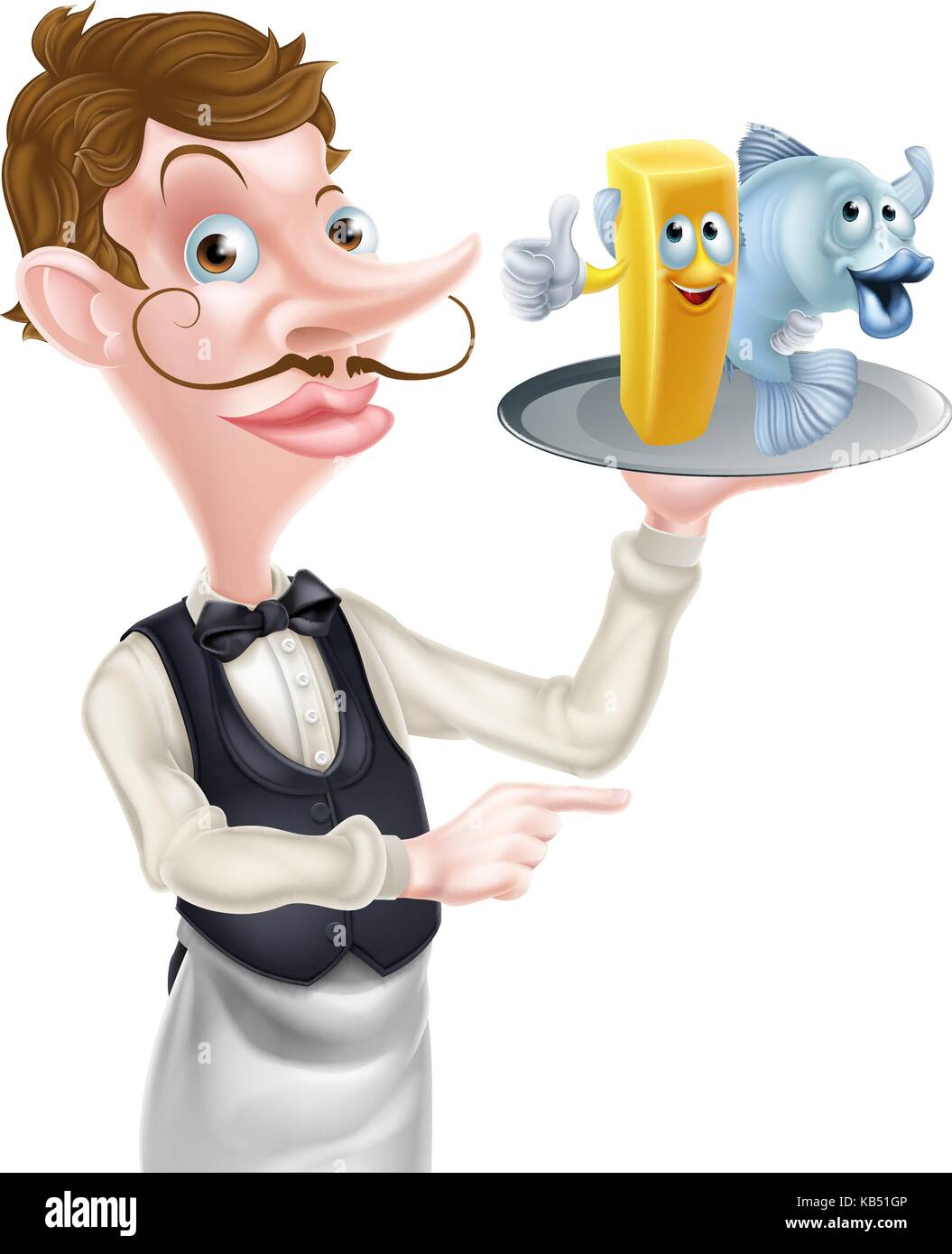 Cartoon Fish and Chips Waiter Stock Vector Image & Art - Alamy