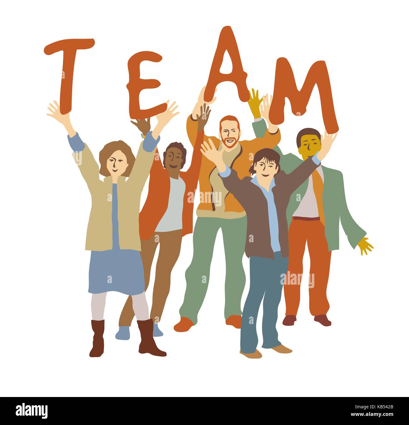 Happy group working together Cut Out Stock Images & Pictures - Alamy