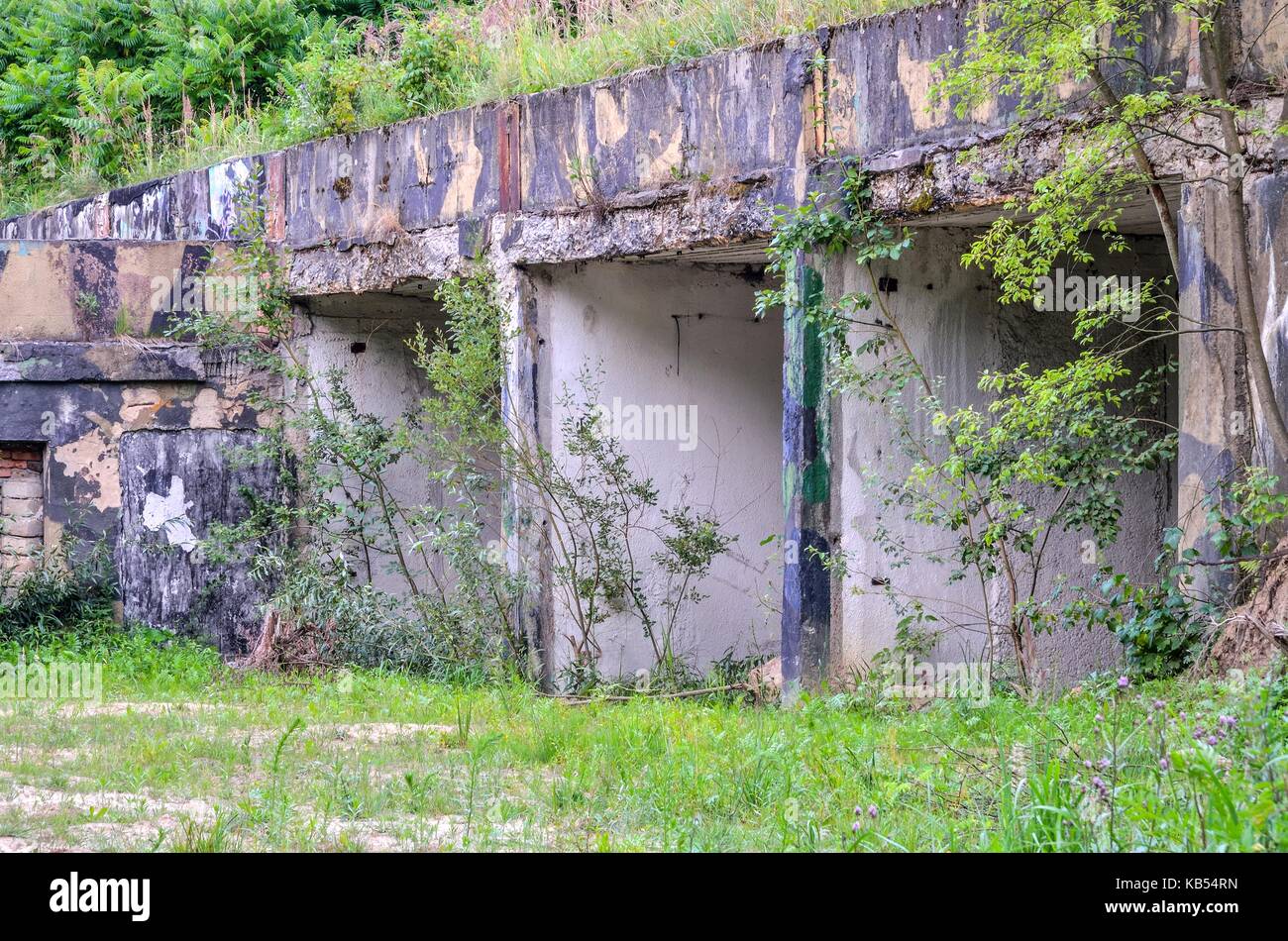 Old abandoned building. Destroyed building after a military unit Stock ...