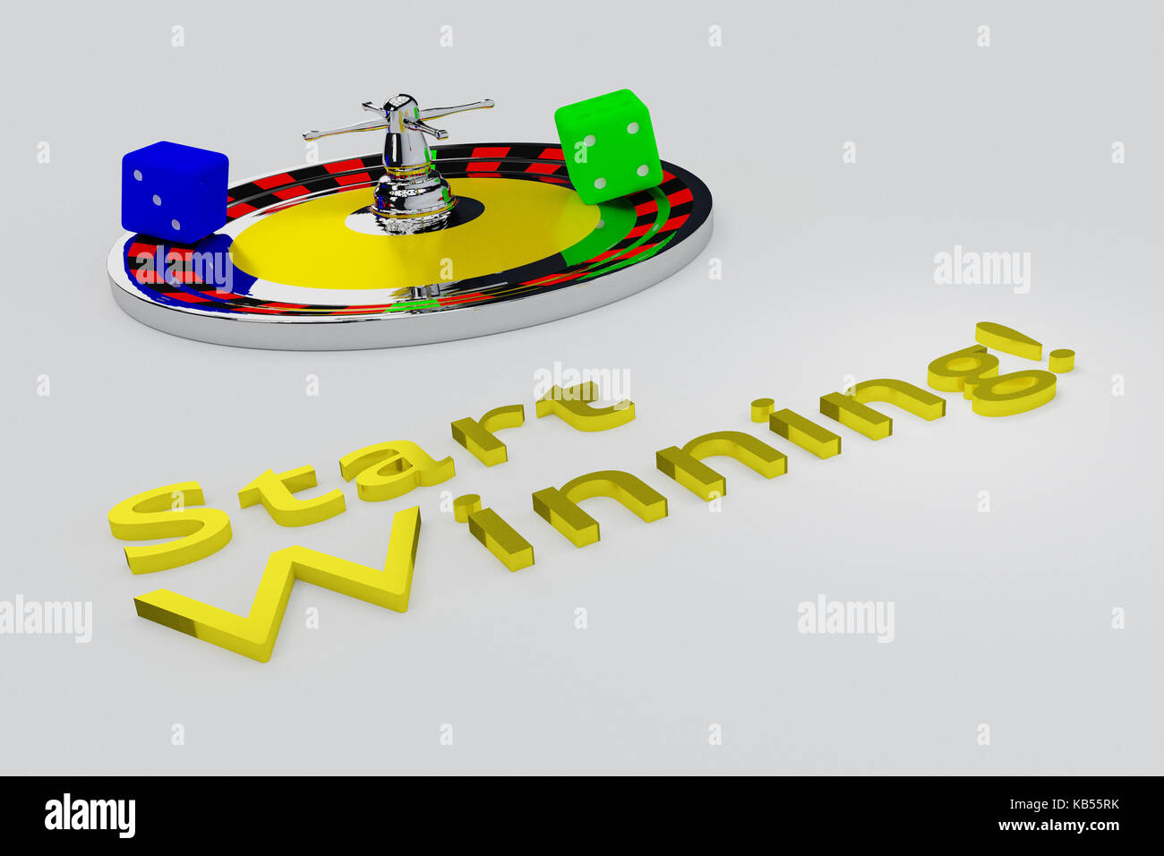 3D illustration of "Start Winning!" title written in embossed letters ...