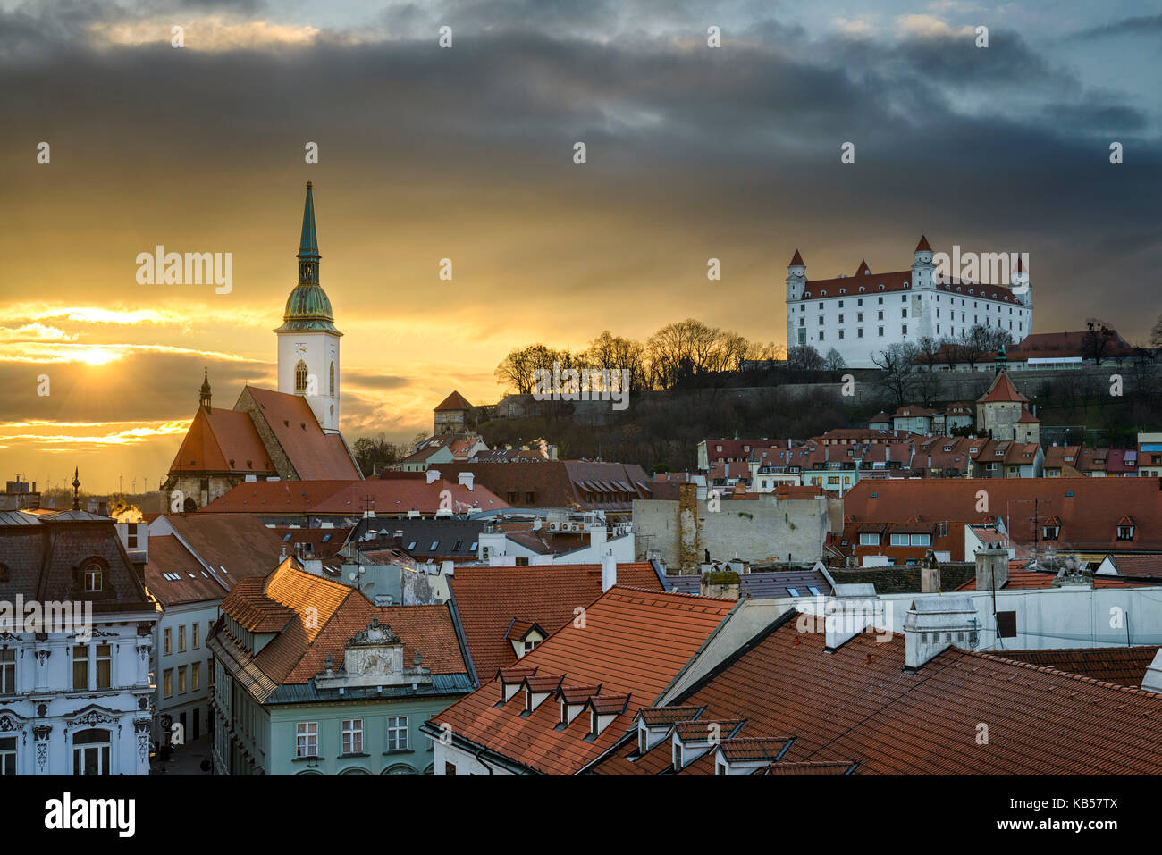 Sunset skyline of Bratislava, Slovakia Stock Photo - Alamy