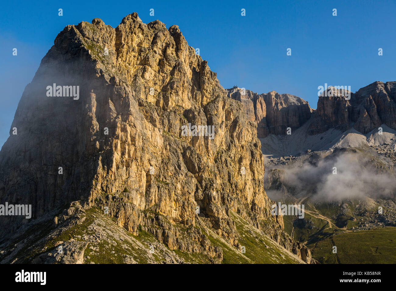 Europe, Italy, Alps, Dolomites, Mountains, Sella, View from Rifugio ...