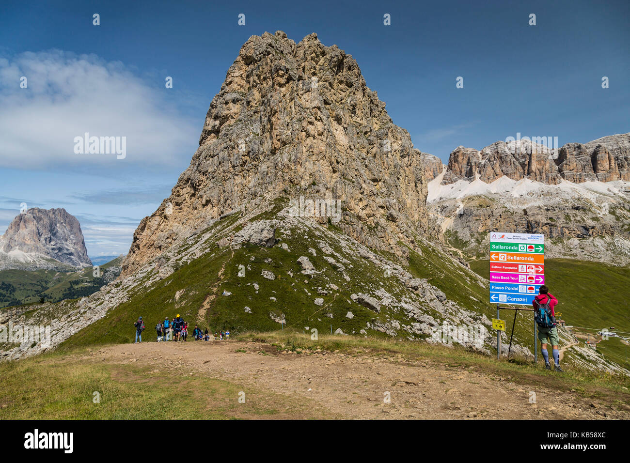 Europe, Italy, Alps, Dolomites, Mountains, Sella, View from Rifugio ...